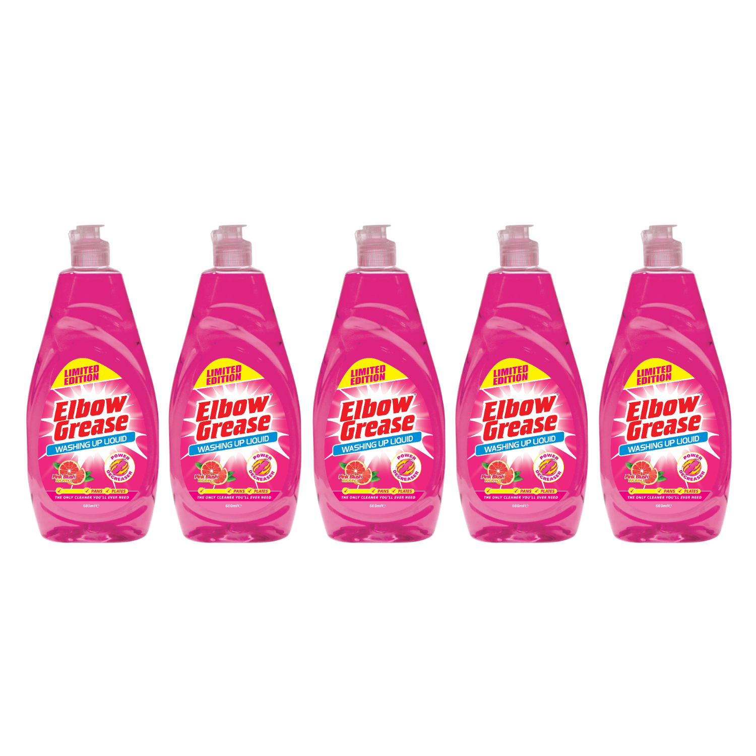 5X Elbow Grease Washing Up Liquid, Pink Blush Fresh 600ml Power ...